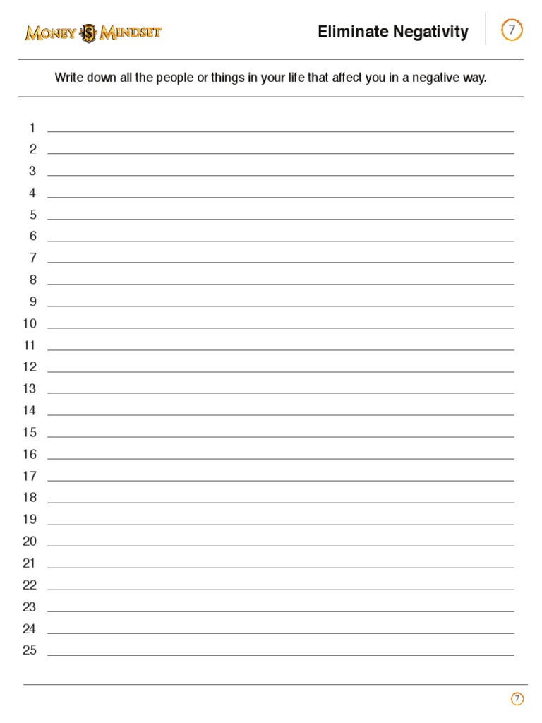 Eliminate Negativity Exercise | PDF