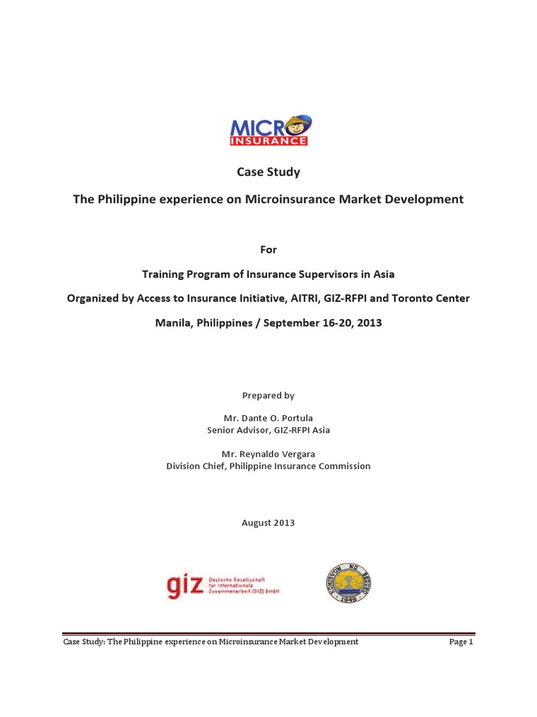 Case Study Philippines on Microinsurance Market Development FINAL | Microfinance | Insurance