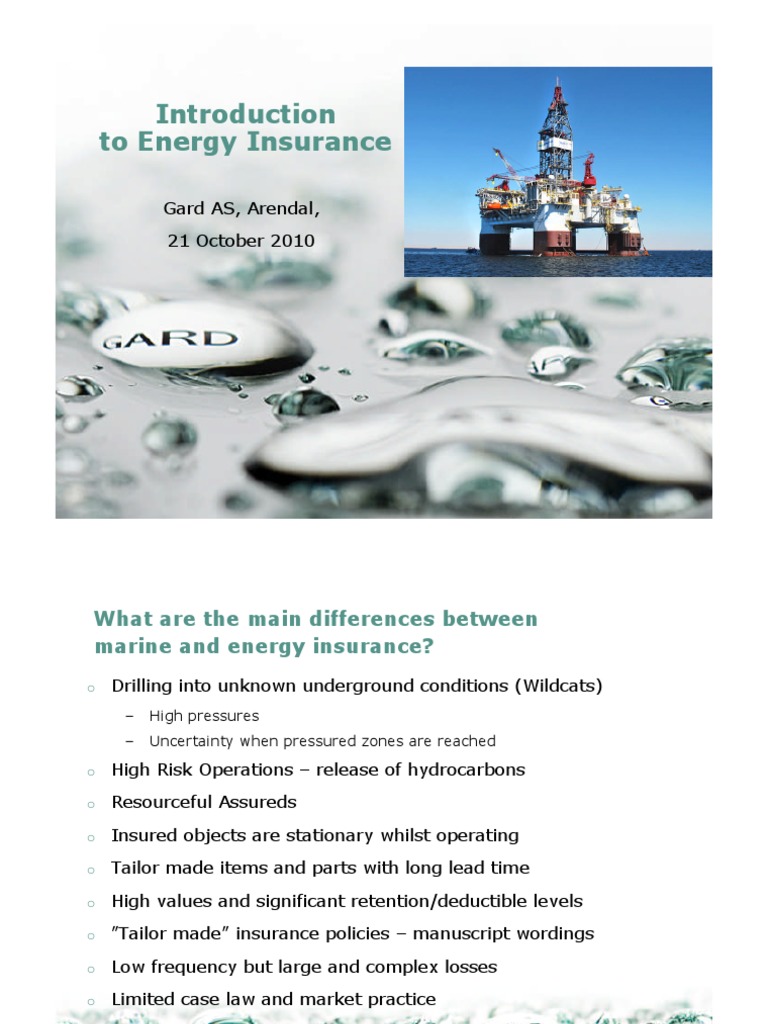 Intro Energy Insurance Gard | PDF | Offshore Drilling | Blowout (Well ...