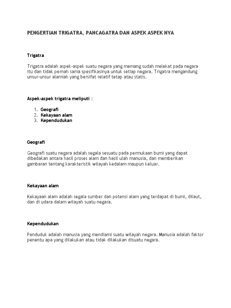 Trigatra dan Pancagatra Nusantara | PDF | Ilmu Sosial