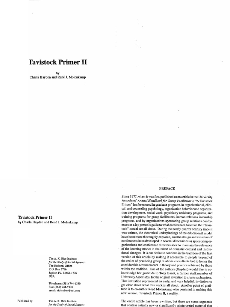 Tavistock Primer II | PDF | Scientific Theories | Behavioural Sciences