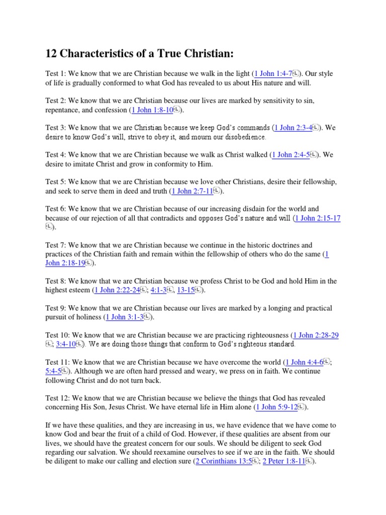 12 Characteristics of A True Christian | PDF | First Epistle Of John ...