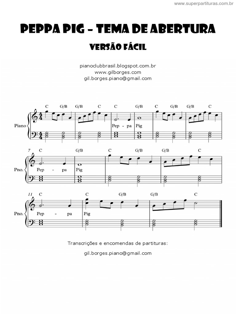 Partitura Fácil: Tema de Peppa Pig | PDF