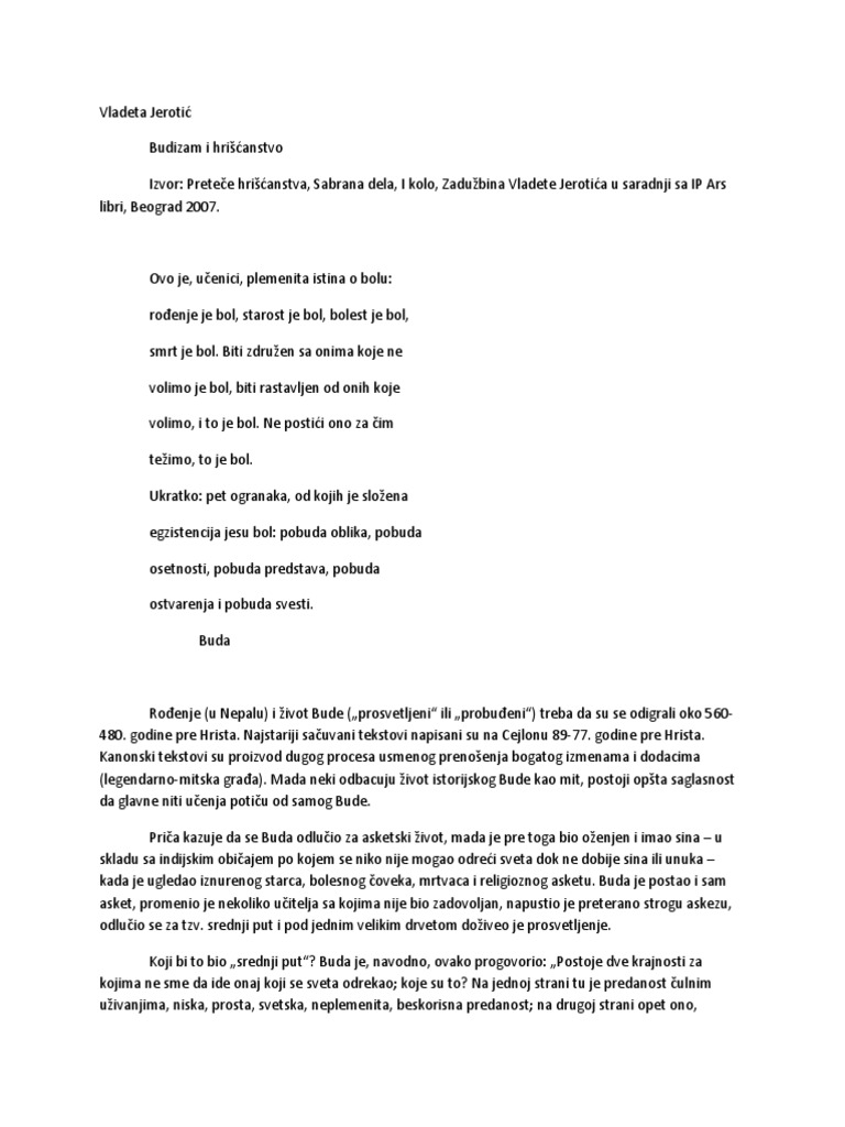 Jerotic - Budizam I Hriscanstvo | PDF