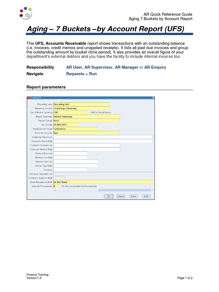 Aging - 7 Buckets - by Account Report (UFS) | PDF