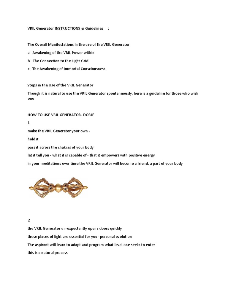 Vril Generator Instructions | PDF