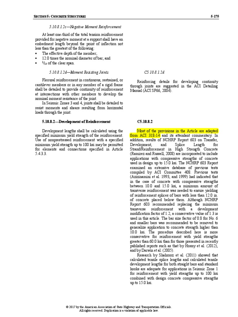 Development Length AASHTO | PDF | Concrete | Chemical Product Engineering