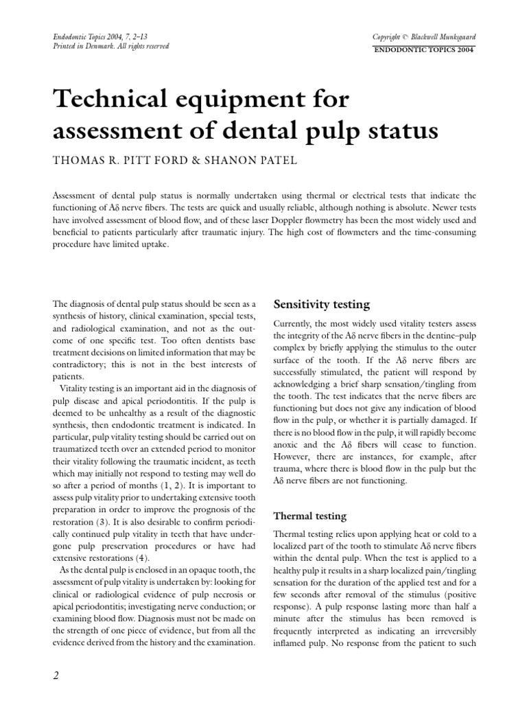 Technical Equipment For Assessment of Dental Pulp Status PDF | PDF ...