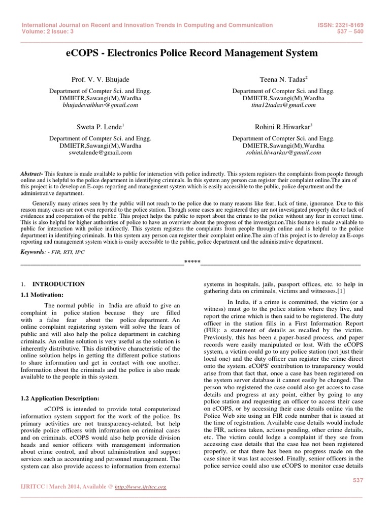 eCOPS: Online Police Complaint System | PDF | Police | Authentication
