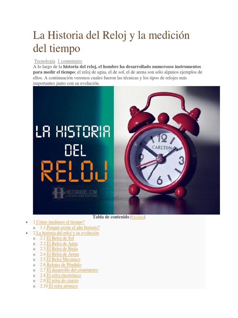 La Historia Del Reloj y La Medición Del Tiempo | PDF | Reloj | Tierra