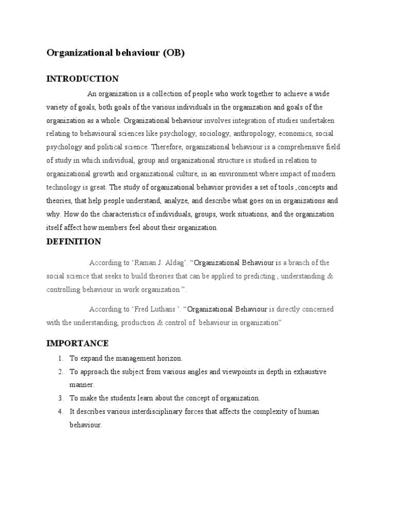 Understanding Organizational Behaviour | PDF | Organizational Behavior ...