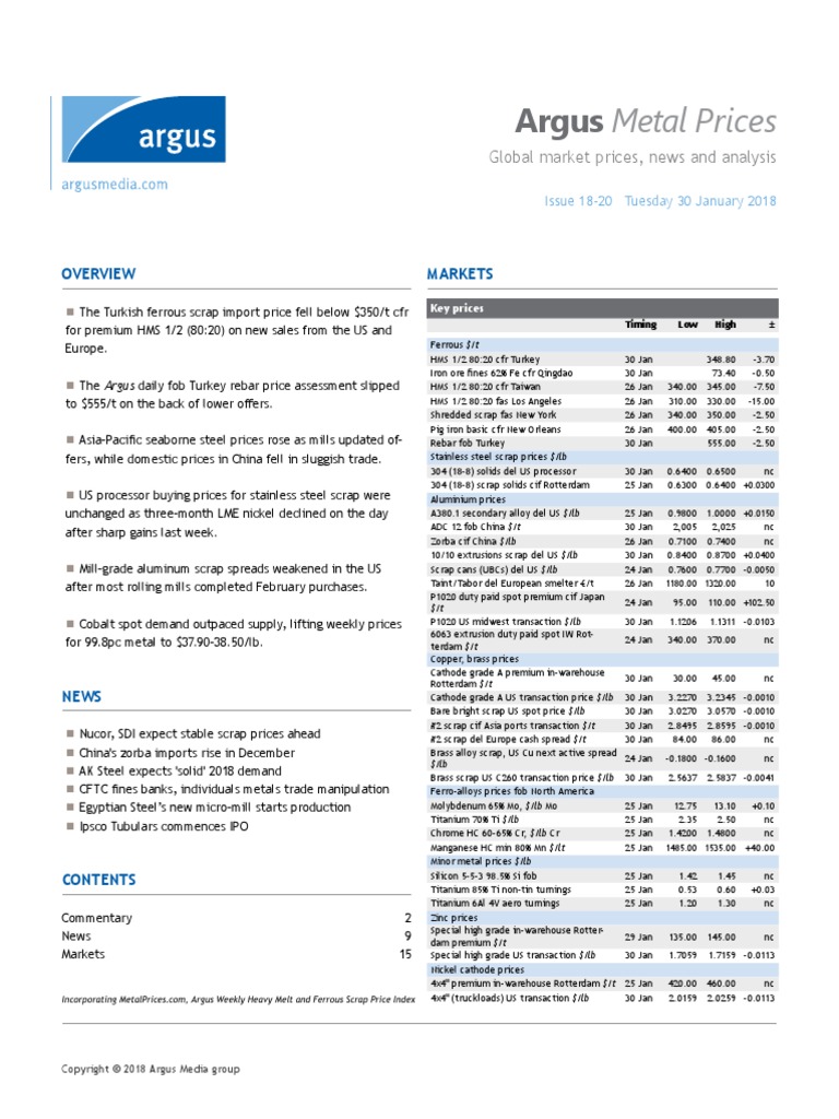 Argus Metal Prices | PDF | Scrap | Atoms