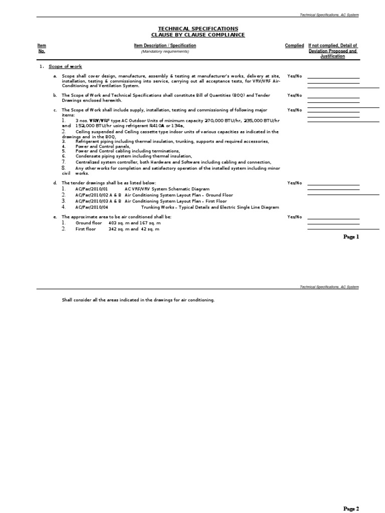 Specifications - AC System | PDF | Specification (Technical Standard ...