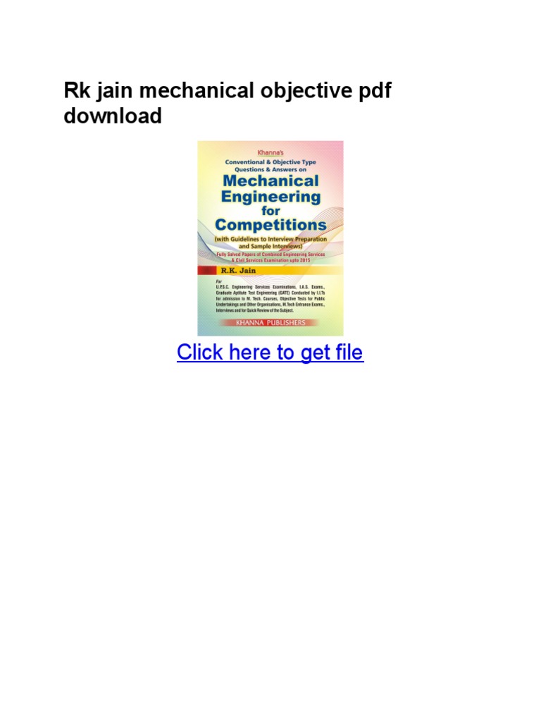 RK Jain Mechanical Objective PDF Download | PDF | Mechanical ...