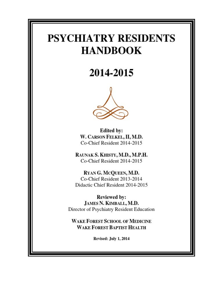 Resident Handbook Rev 8.22.2014 - Redacted PDF | PDF | Psychiatry ...