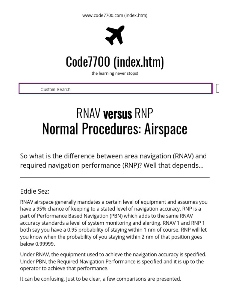 Airspace RNAV Vs RNP | PDF | Aviation | Aerospace Engineering