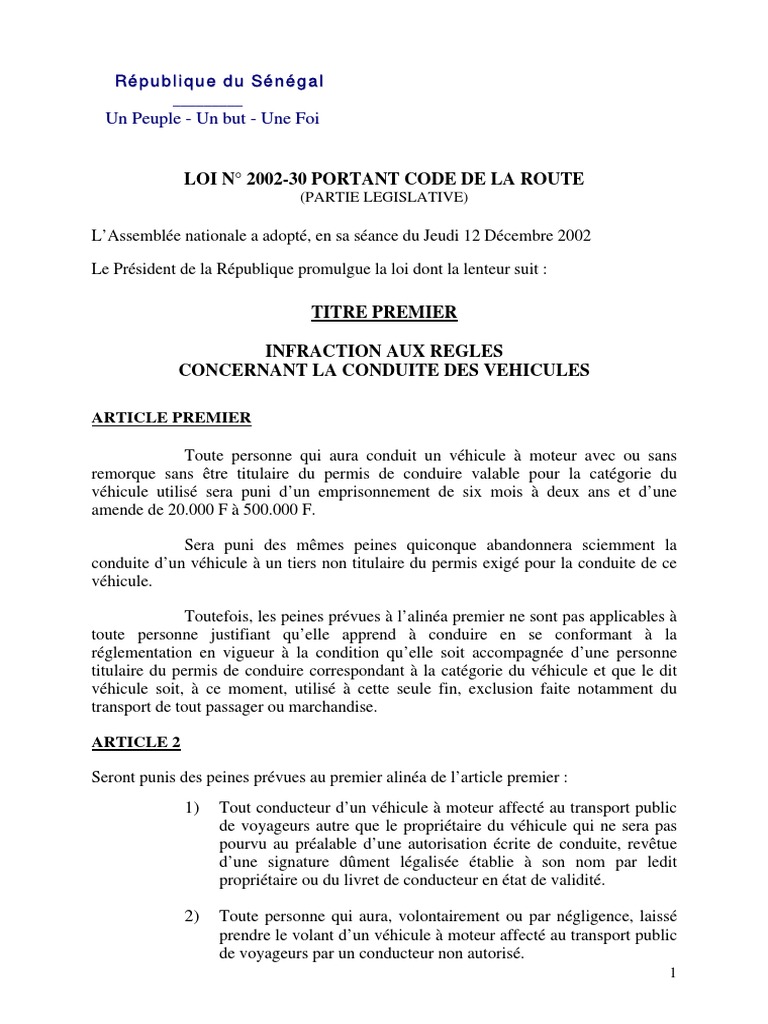 Code Route Senegal PDF | PDF | Sciences sociales | Droit