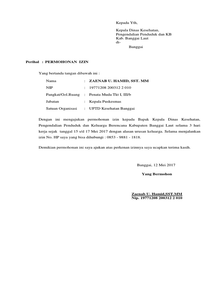 Surat Permohonan Izin | PDF