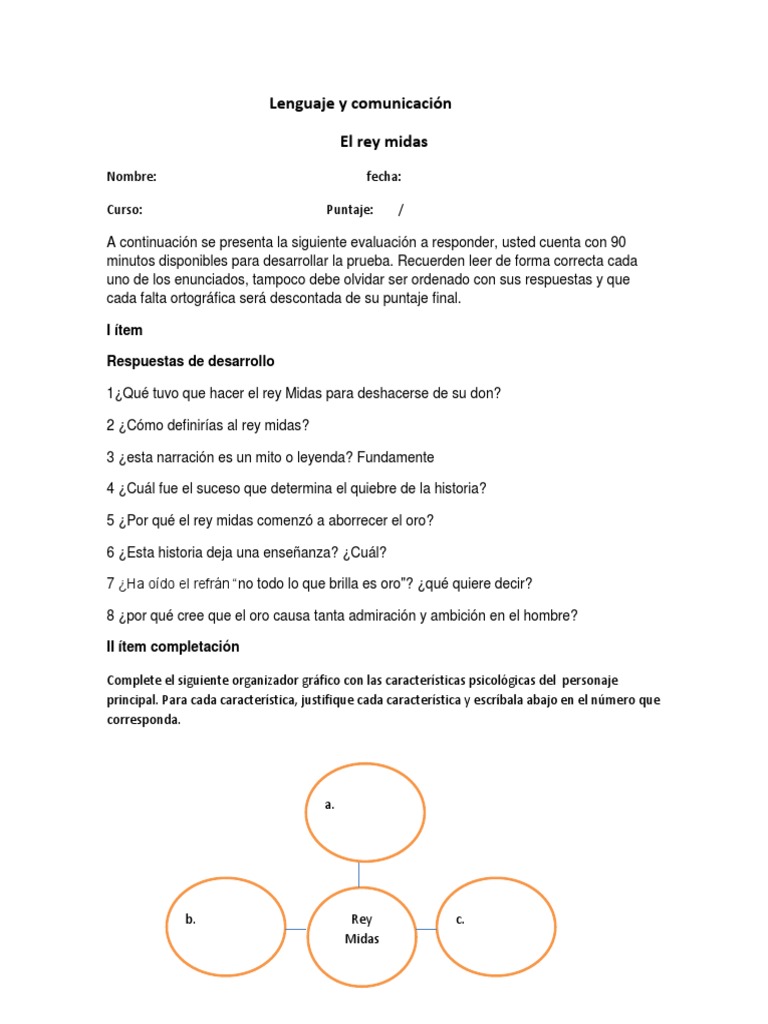 Prueba El Rey Midas | PDF