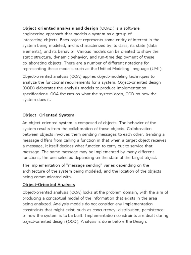 Object-Oriented Analysis and Design (OOAD) Is A Software | PDF ...