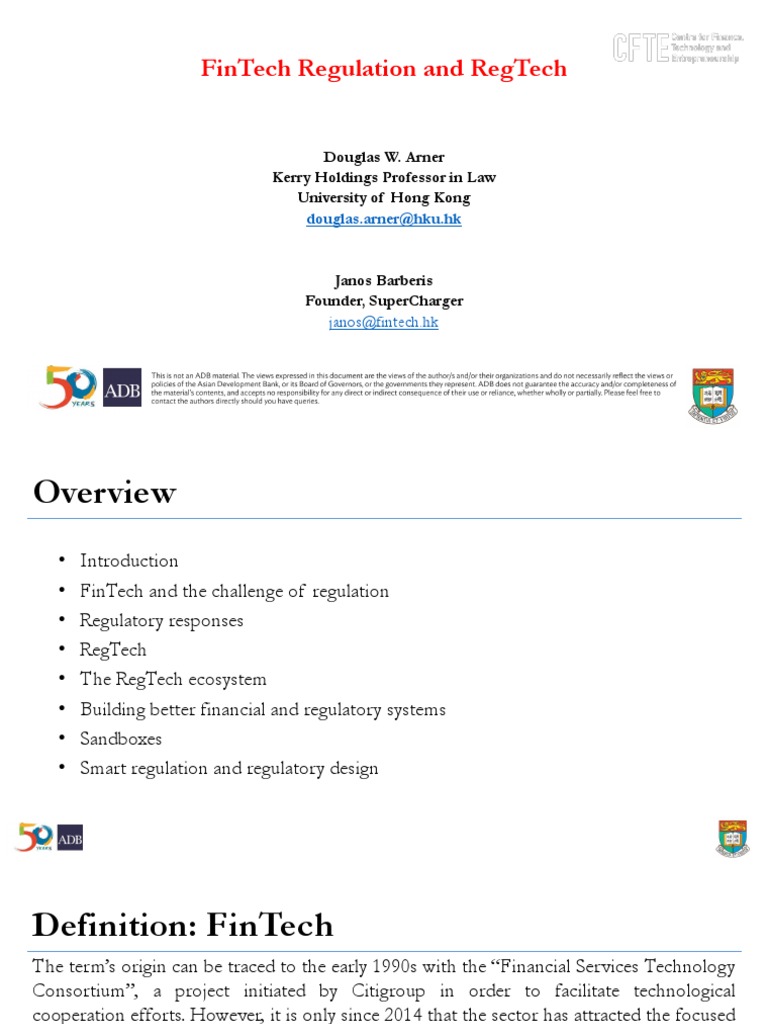 Fintech Regulation and Regtech | PDF | Financial Technology | Finance ...