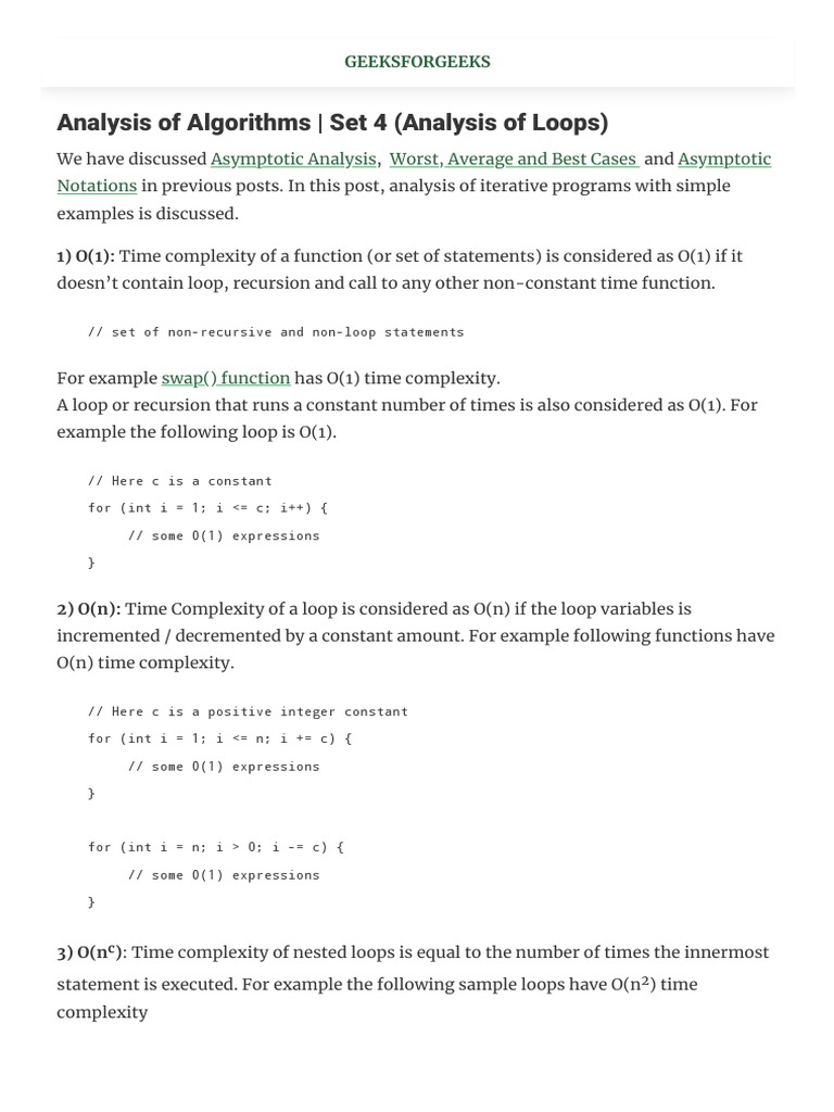 Analysis of Loops PDF | Download Free PDF | Time Complexity | Control Flow