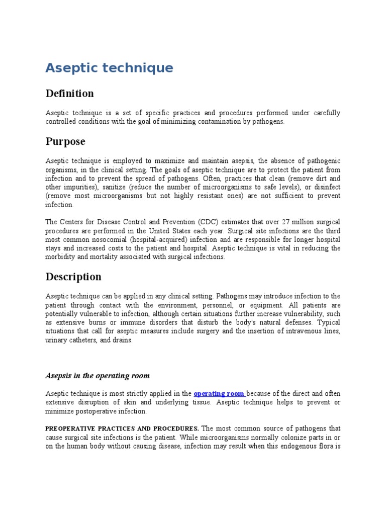 Aseptic Technique | Surgery | Hand Washing