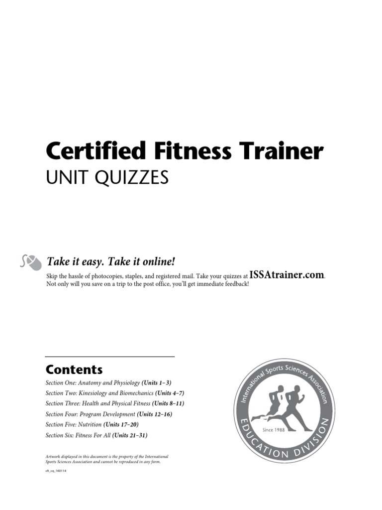 ISSA Personal Trainer Certification Course Quizzes Ninth Edition ...