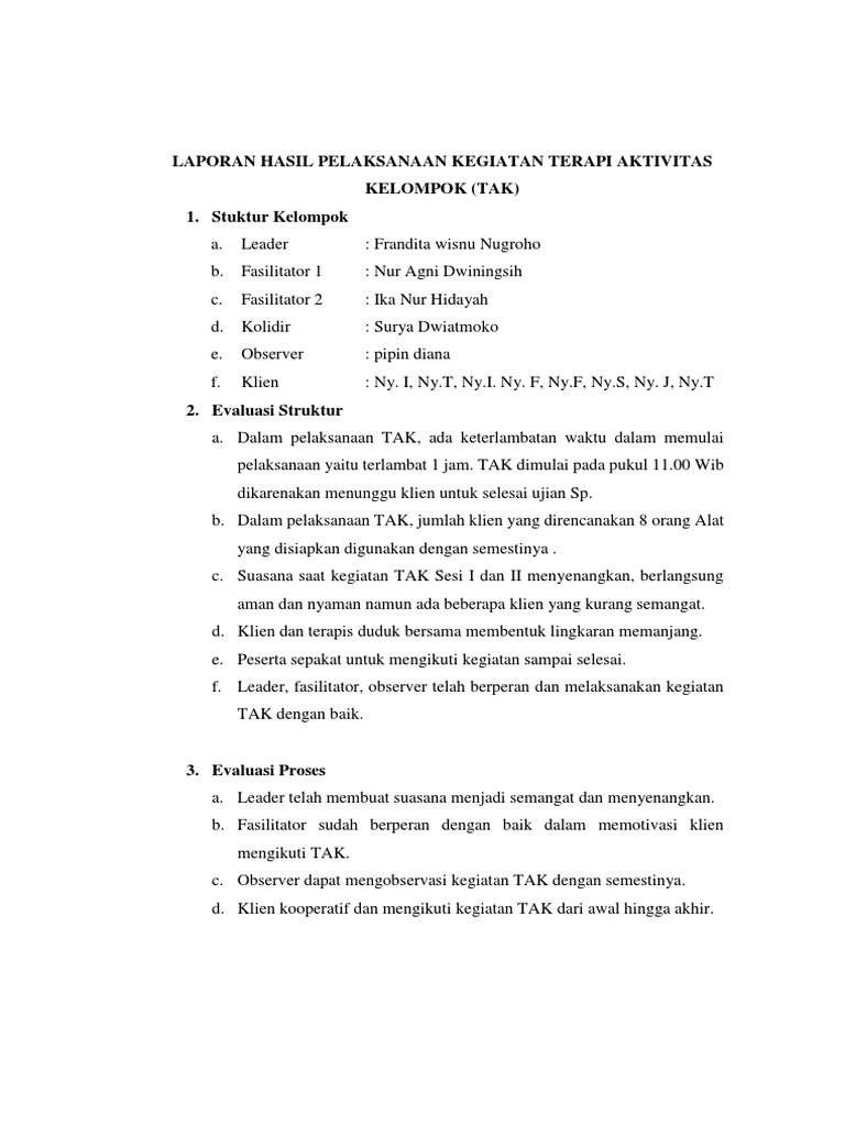 TAK Laporan Hasil RPK | PDF