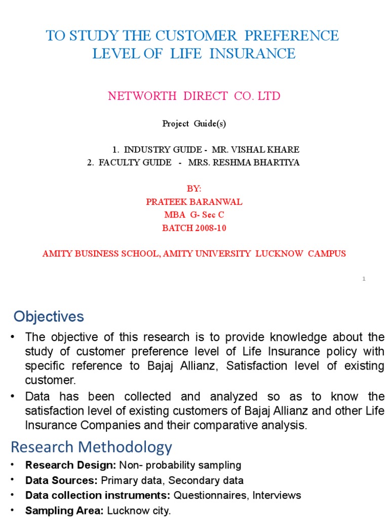 To Study The Customer Preference Level of Life Insurance: Networth ...