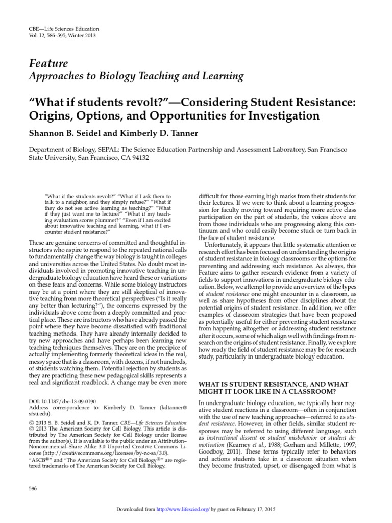 Understanding Student Resistance: Considering Its Origins, Types, and ...
