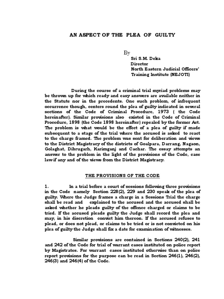 An Aspect of The Plea of Guilty | Download Free PDF | Plea | Criminal ...