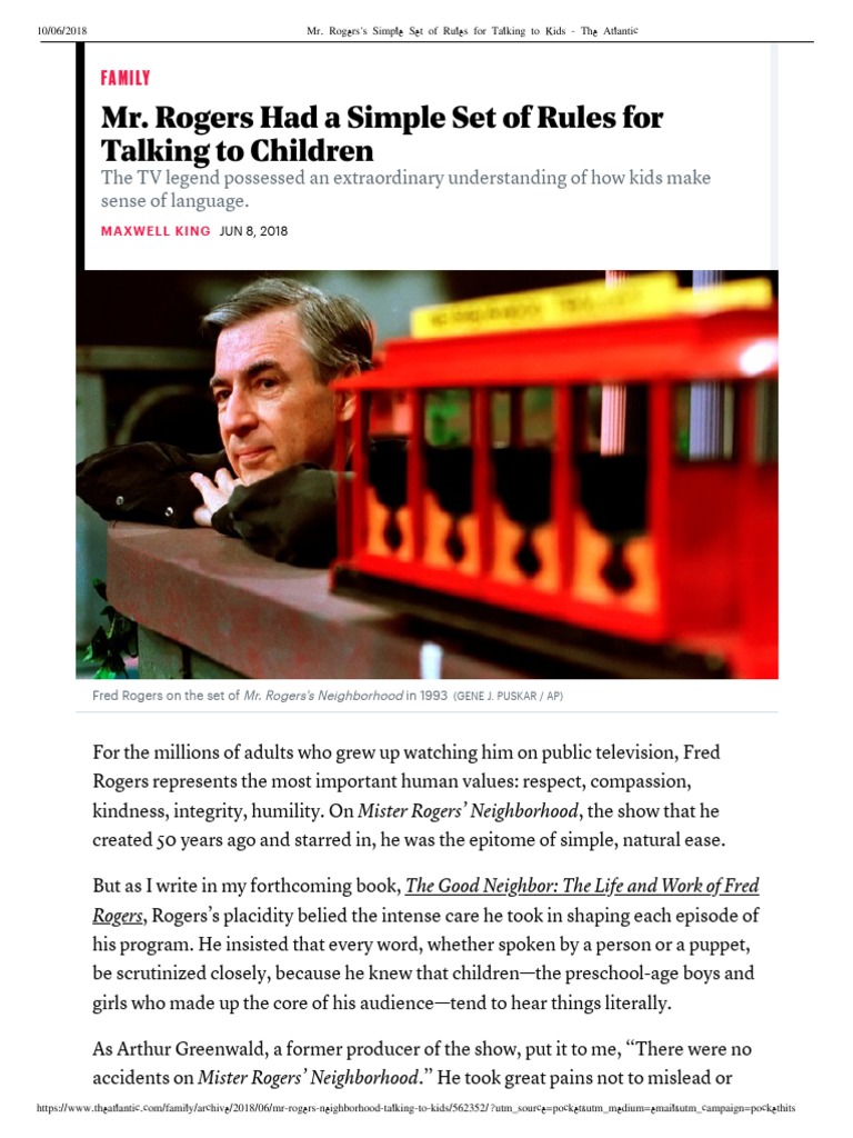 Mr. Rogers's Simple Set of Rules For Talking To Kids | PDF | Language ...