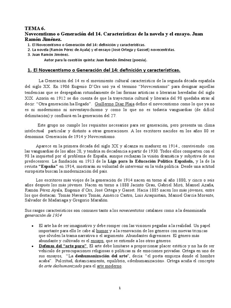 Generación Del 14 o Novecentismo | PDF | Poesía | Science