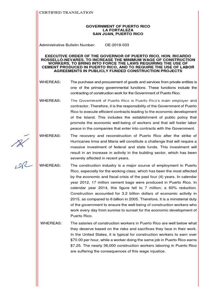 Puerto Rico EO 2018-033 ENG | PDF | Federal Government Of The United ...