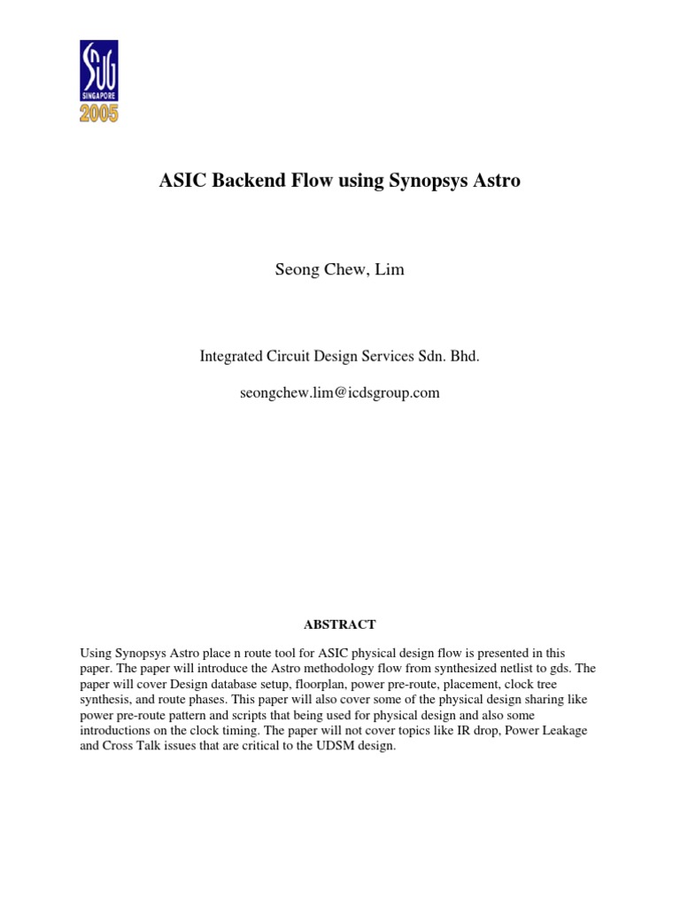 Asic Back End Flow | PDF | Electronic Design | Electronic Design Automation