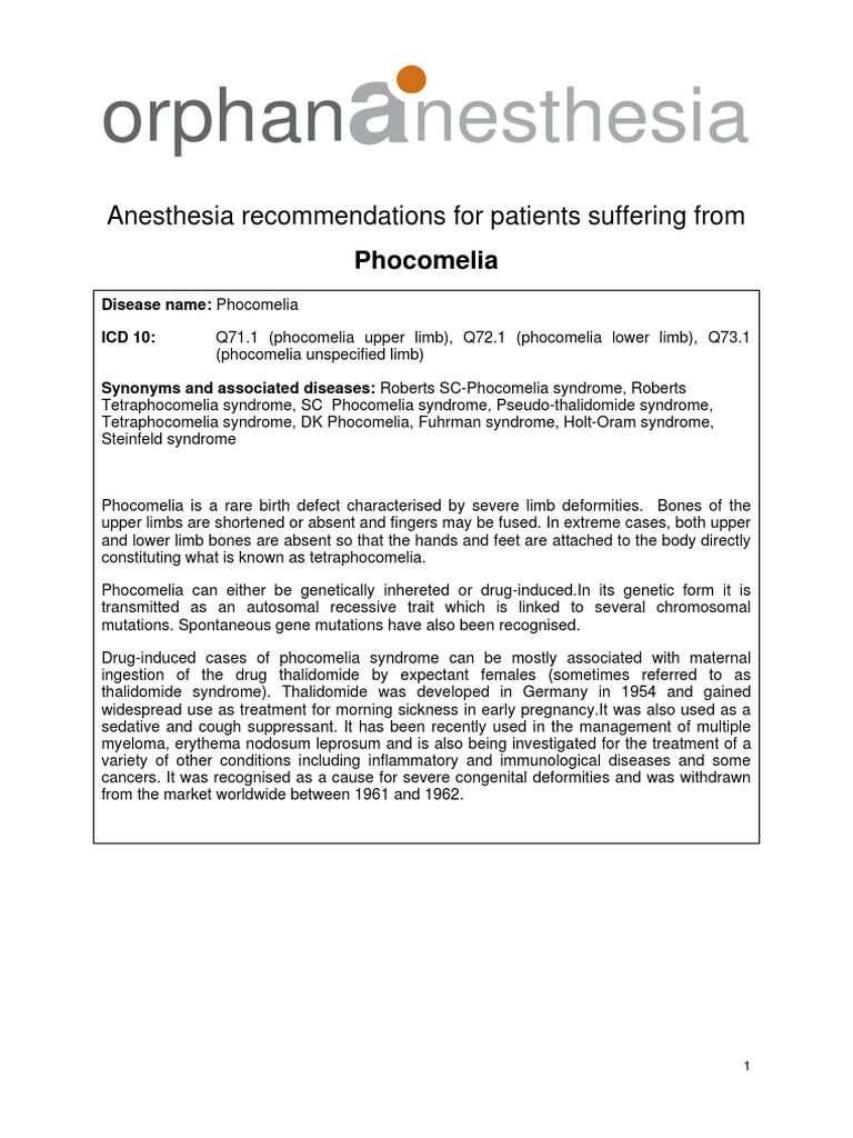 Phocomelia en PDF | Download Free PDF | Surgery | Anesthesia
