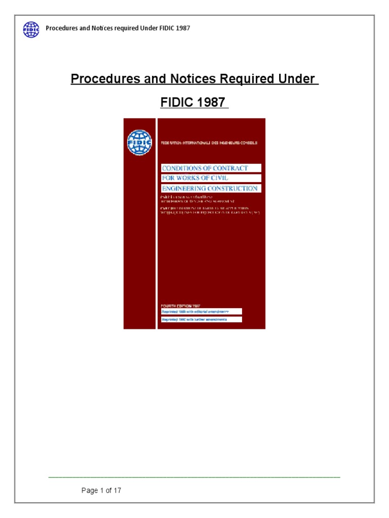 FIDIC 1987 Procedures and Notices Guide | PDF | Arbitration | Business