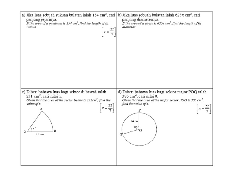 Soalan Luas Bulatan | PDF