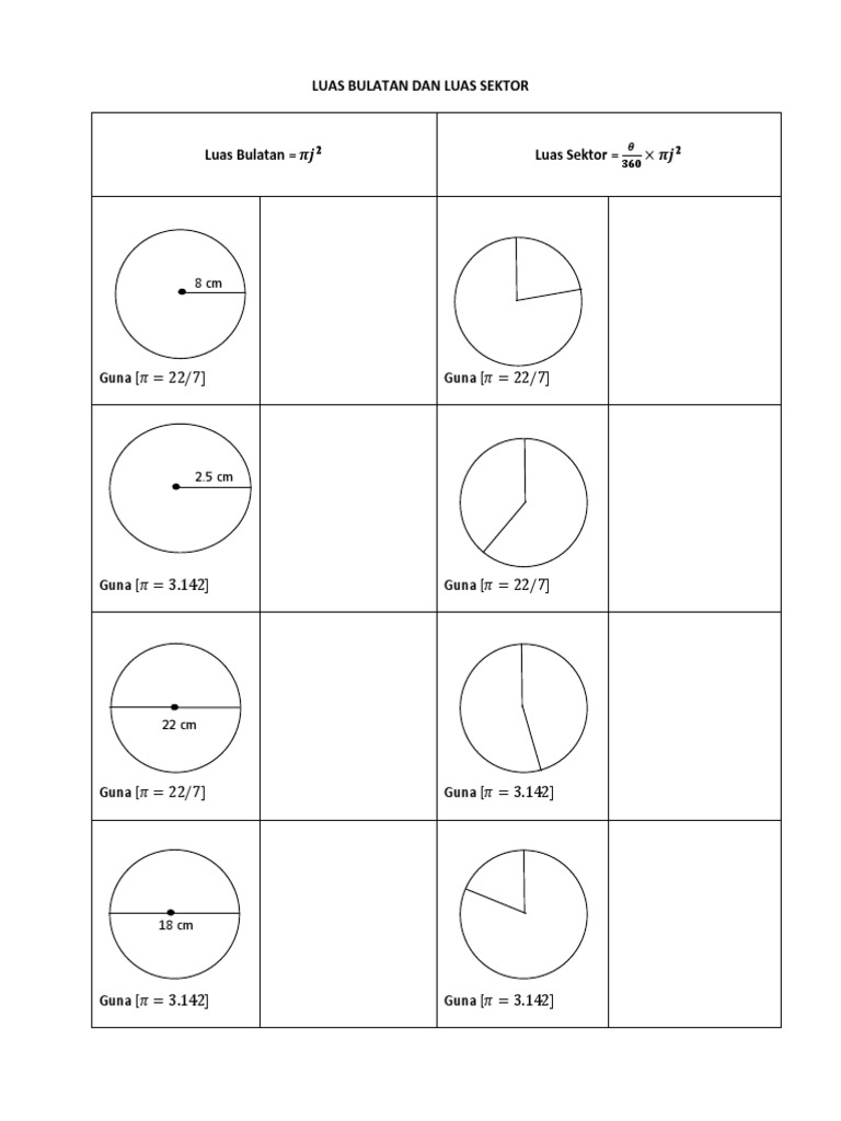 Luas Bulatan Dan Luas Sektor | PDF