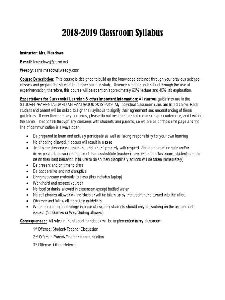 2018-2019 CP Syllabus | Download Free PDF | Syllabus | Teachers