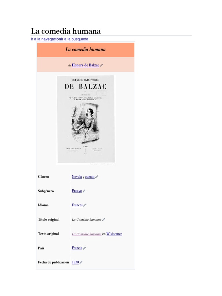 La Comedia Humana | PDF | La Comédie Humaine | Honoré De Balzac