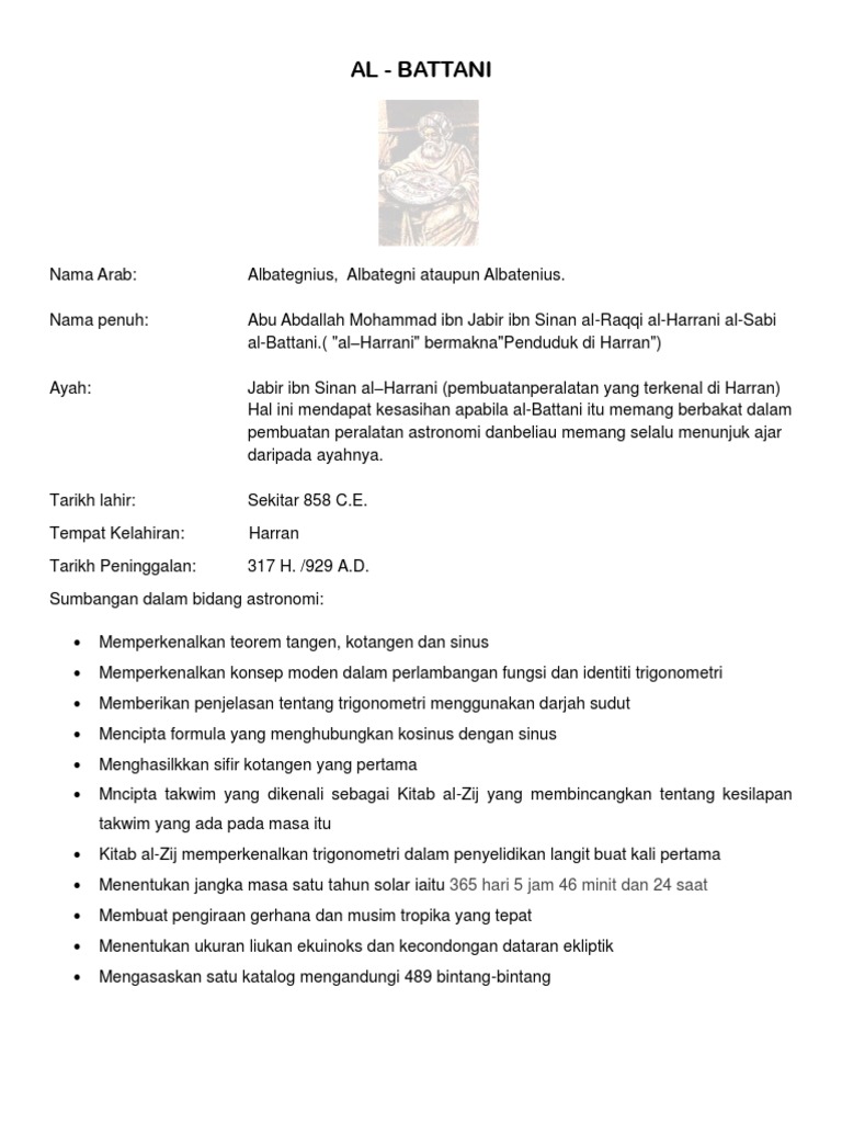 Biografi dan Karya Al-Battani | PDF | Seni | Sejarah