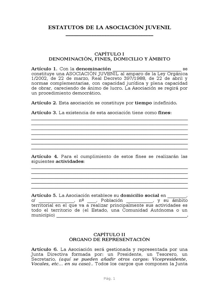 Modelo de Estatutos de Asociacion | PDF | Junta Directiva | Gobierno