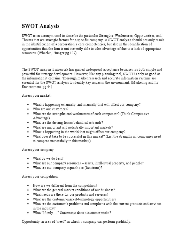 SWOT Analysis | PDF | Swot Analysis | Strategic Management