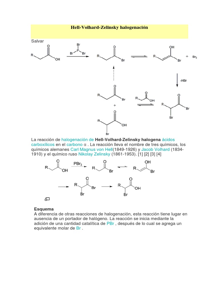 Hell Volhard Zelinsky Halogenación | PDF