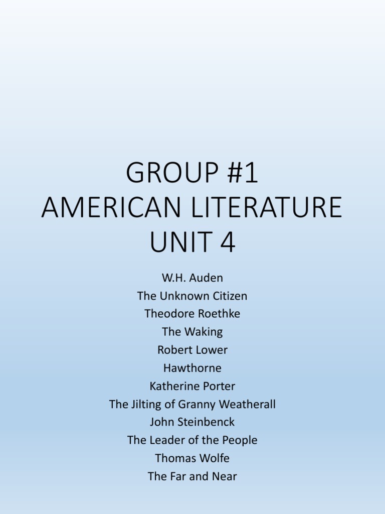 Group #1 American Literature Unit 4 | PDF