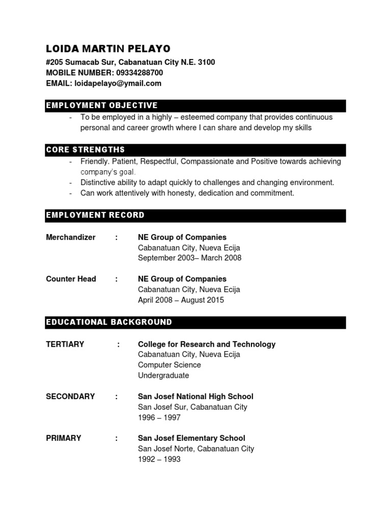 Resume Pattern | PDF