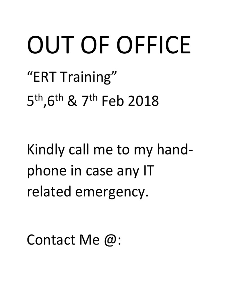 Out of Office Training | PDF