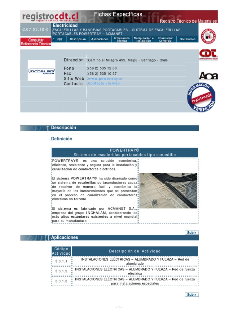 ACMANET Sistemas de Escalerillas Portacables Powertray | PDF | Naturaleza